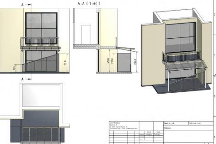 Windfangkonstruktion mit Überdachung | Baldinger 3D